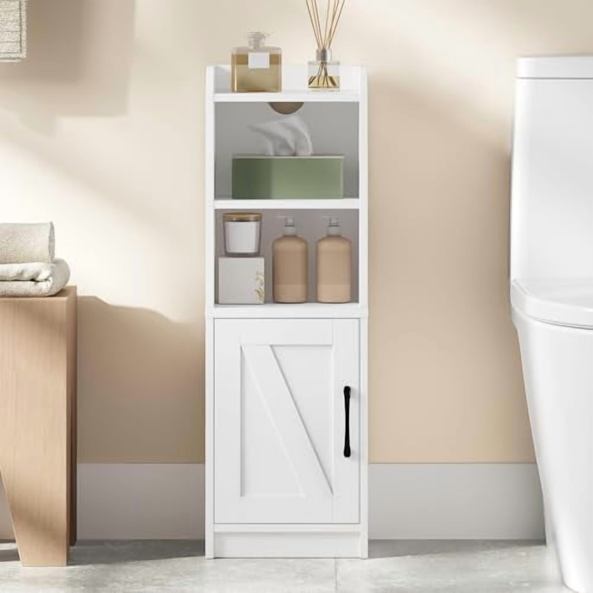 Bathroom Storage Cabinet, Small Farmhouse Corner Floor Cabinet with ...