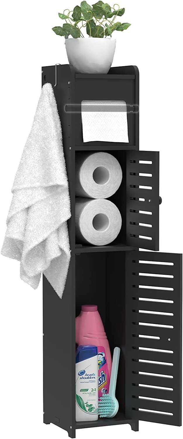 Bathroom Storage Cabinet for Small Space with Doors and Shelves, Narrow ...