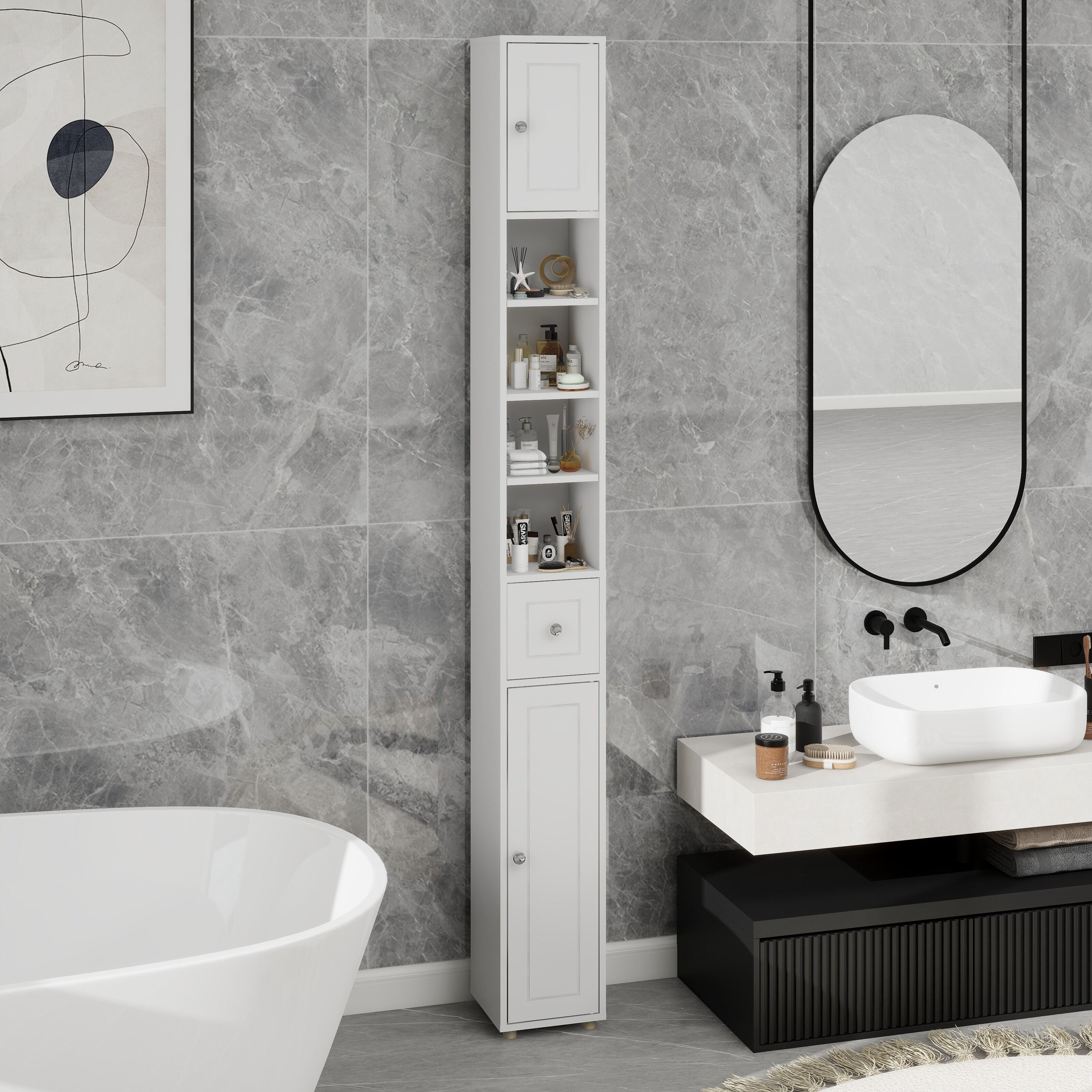 Bathroom Storage Cabinet Tall Slim Bathroom Storage Cabinet, 71 ...