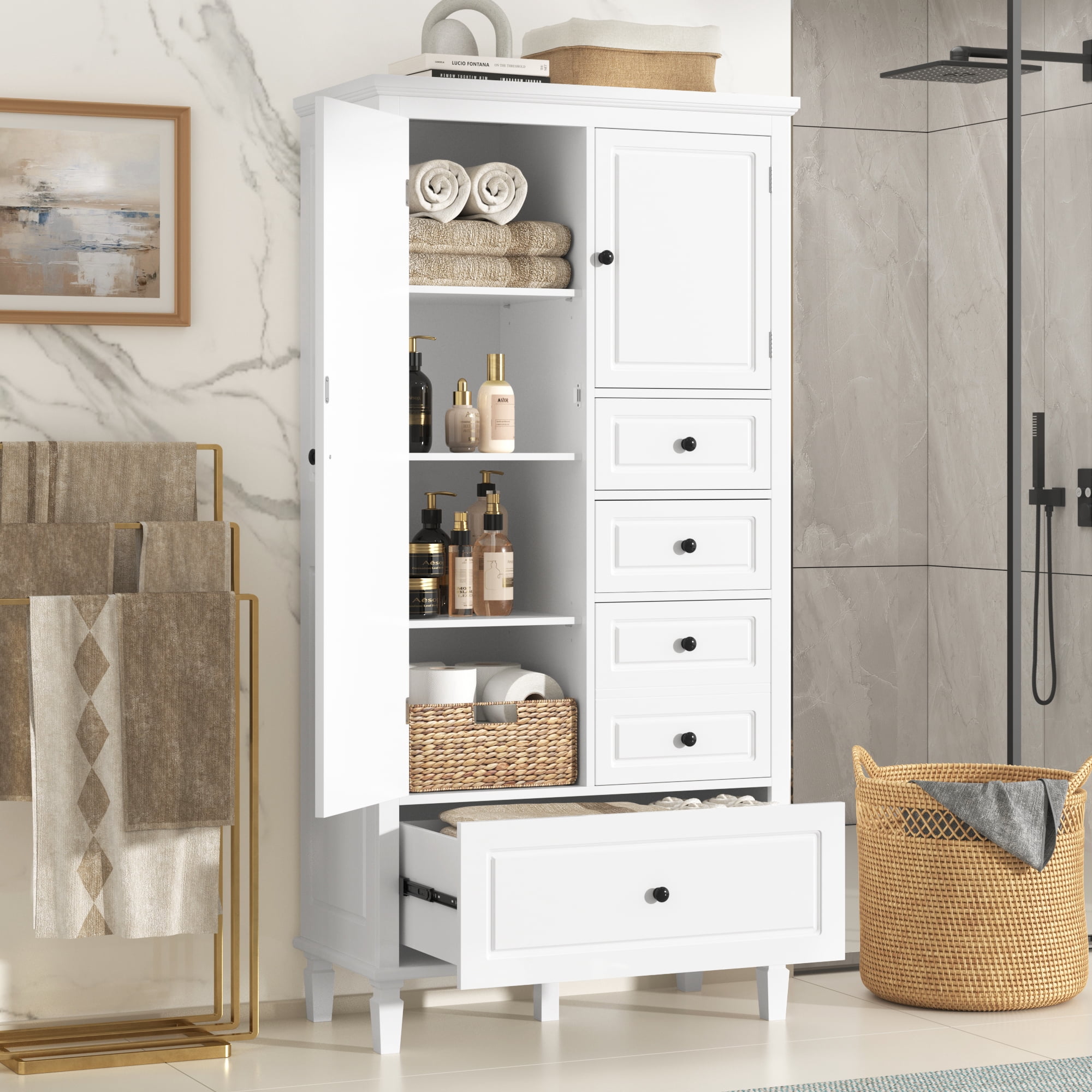 Bathroom Storage Cabinet Tall and Wide Storage Cabinet with Doors for ...