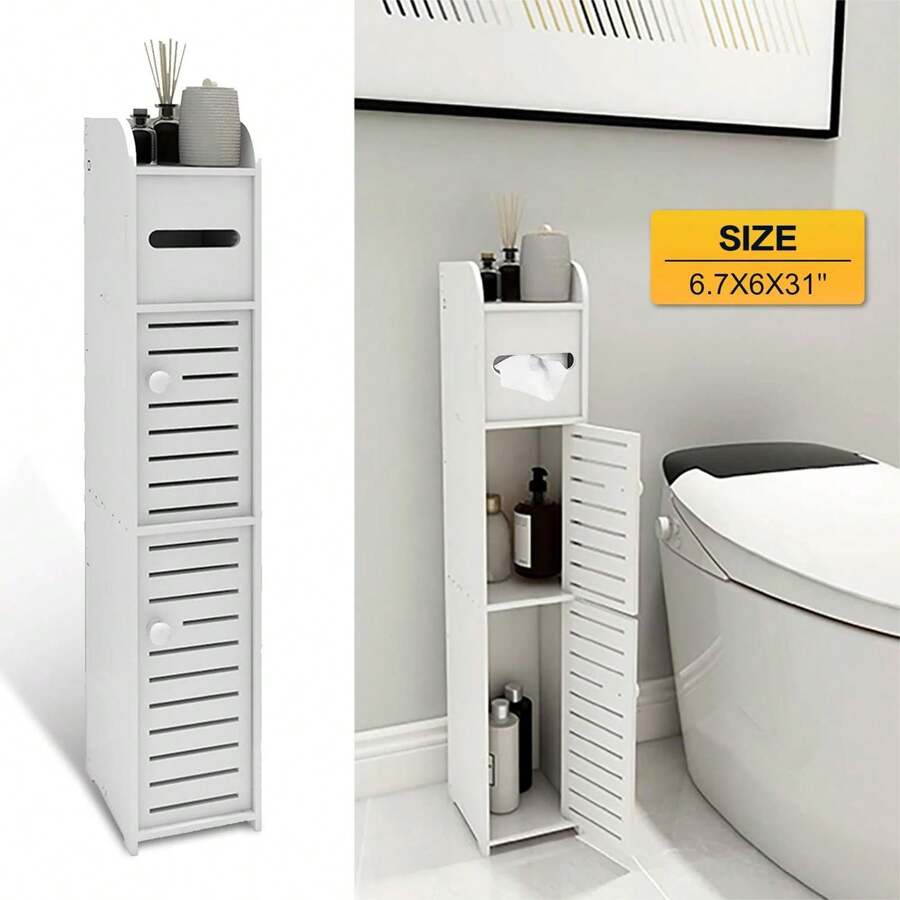 Bathroom Storage Cabinet With 2 Doors And 2 Shelves, 4 Tier Design ...