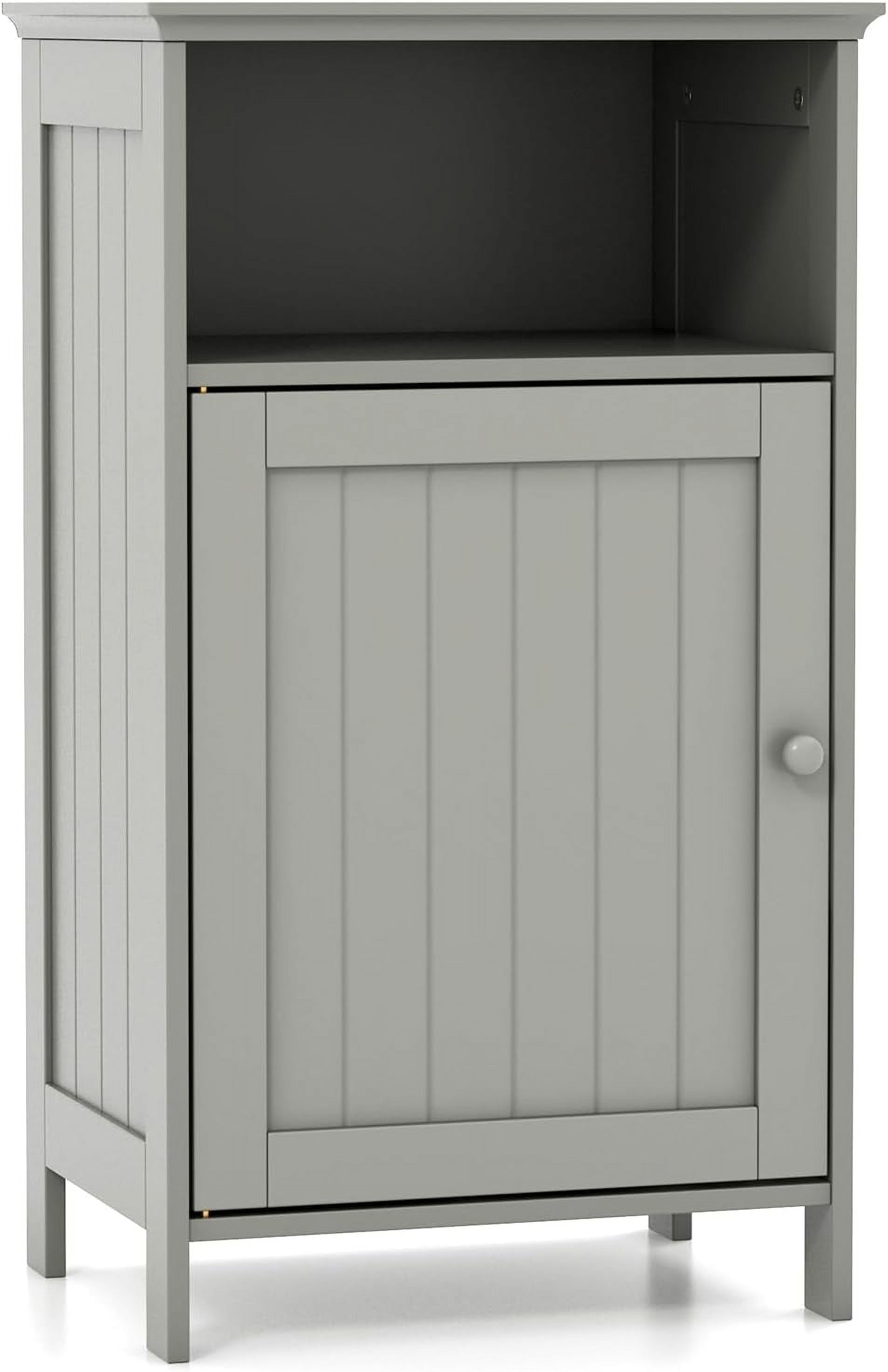 Bathroom Storage Cabinet, Wood Floor Cabinet with Doors, Adjustable ...