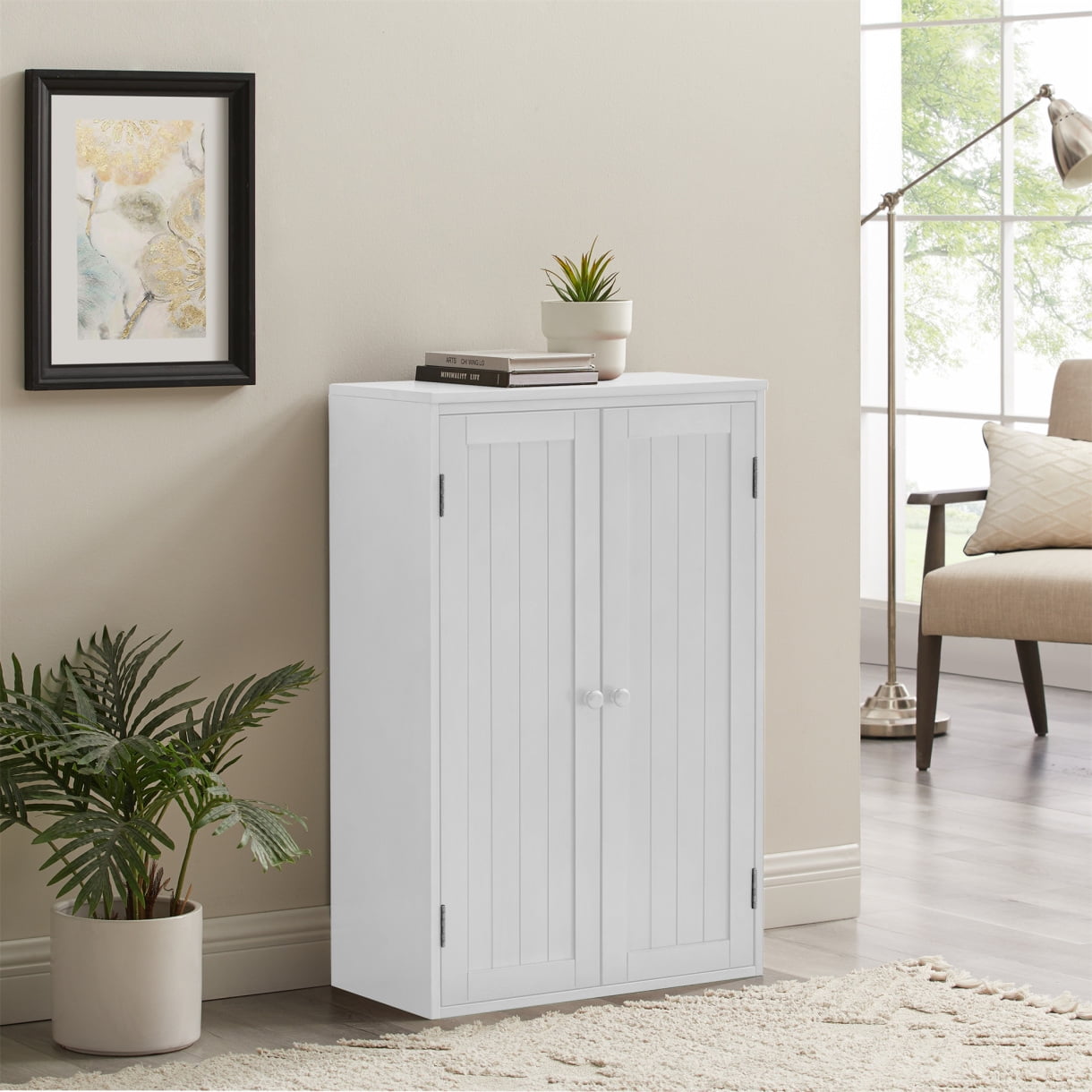 Bathroom Storage Cabinet,Wooden Floor Cabinet with Adjustable Shelf and ...