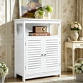 Bathroom Storage Cabinet, Wooden Side Storage Organizer with Louver ...