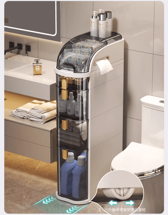 Bathroom Storage Cabinet with 4 Drawers and Toilet Paper Holder ...
