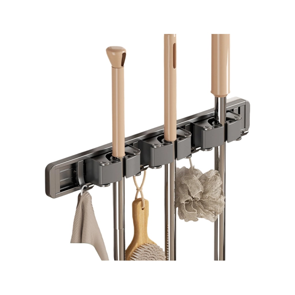 Bathroom Storage Organizer Adhesive Mop Broom Holder With Adjustable