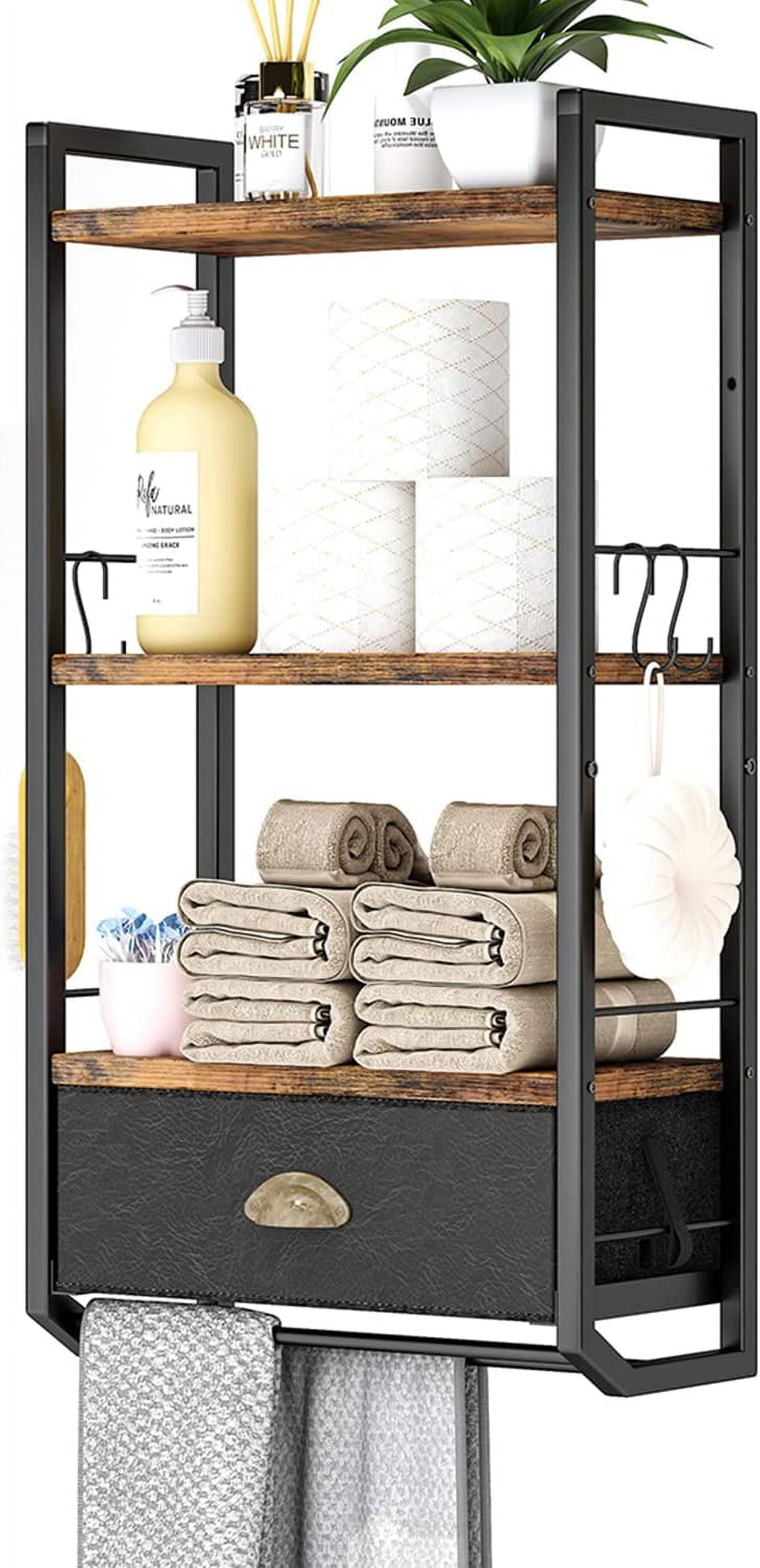 Bathroom Storage Organizer Wall Mounted, 3 Tier Bathroom Towel Rack ...