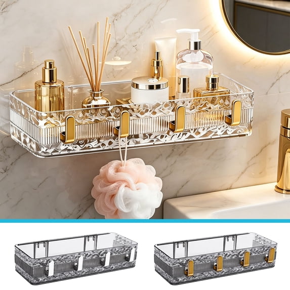 Bathroom Storage Rack No Drilling Wall Mounted Organizer for Cosmetics ...