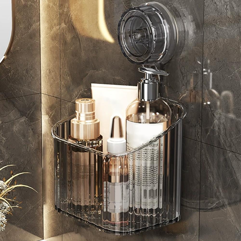 Bathroom Storage Rack With Suction Cup Waterproof Non Drilling Suction ...