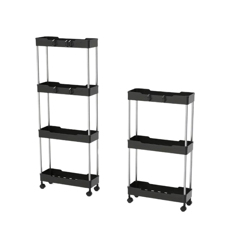 Bathroom Storage Rack With Wheels 3/4 Layer Rolling Utility Cart ...