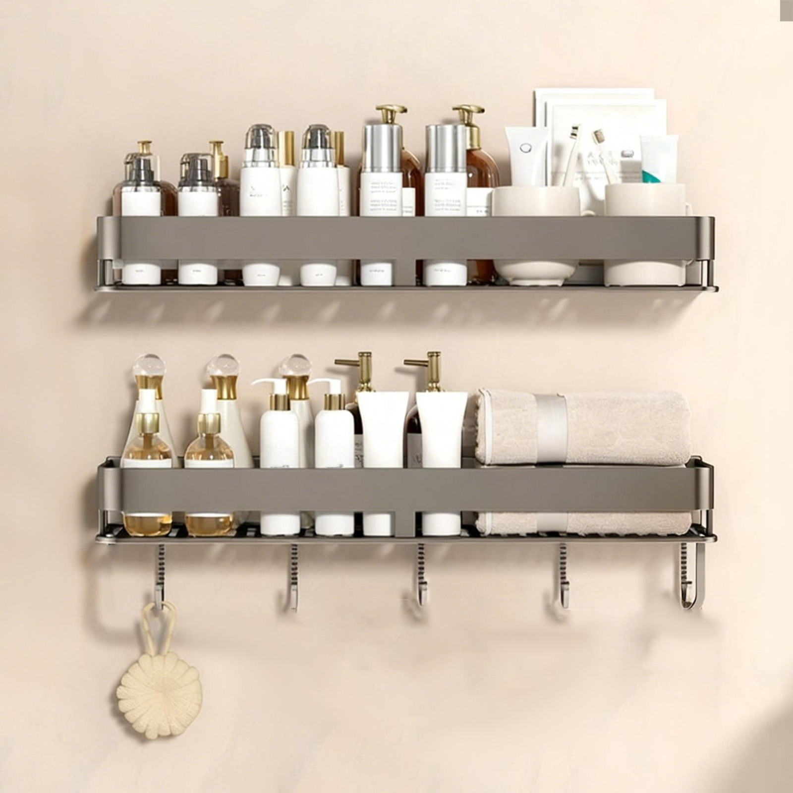 Bathroom Storage Racks, Towel Racks Punch-Free Organizer for Cosmetics ...