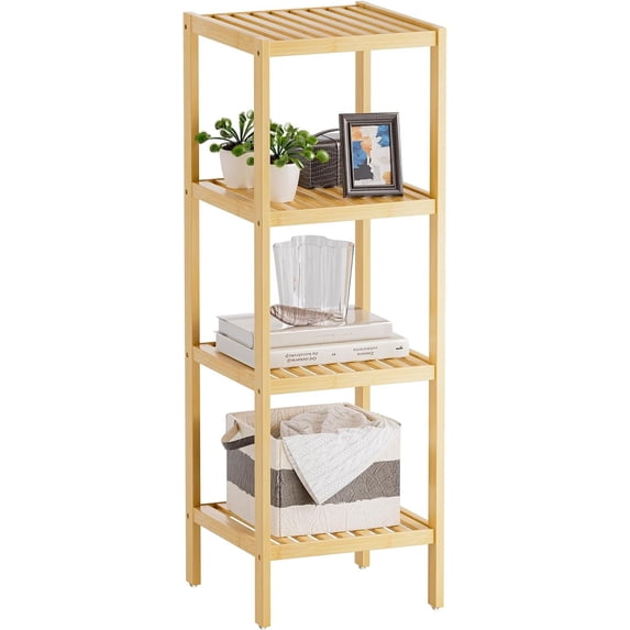 Bathroom Storage Shelf, 5-Tier Bamboo Rack Organizer, Multifunctional ...