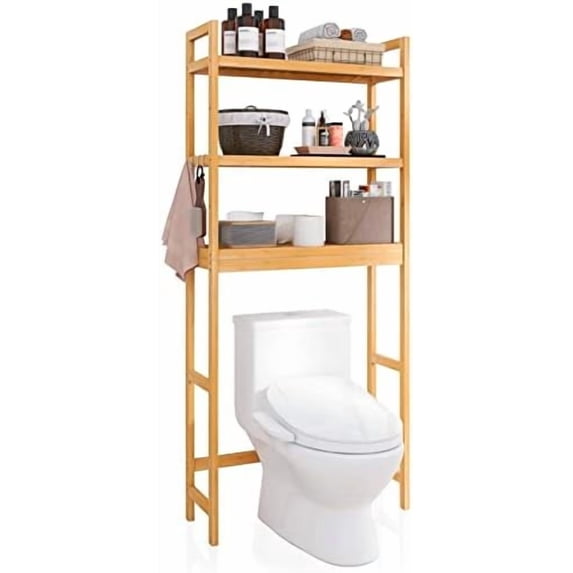 Bathroom Storage Shelf, Bamboo Over-The-Toilet Organizer Rack ...