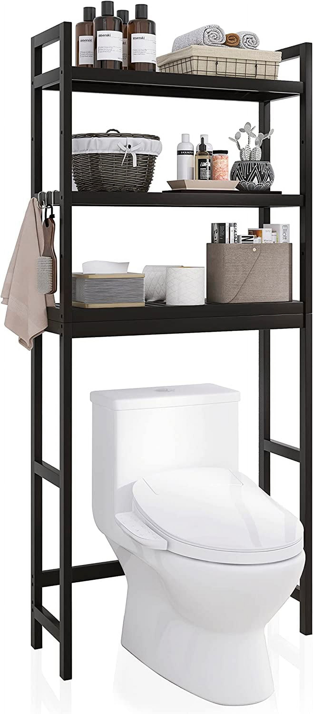 Bathroom Storage Shelf, Bamboo Over-The-Toilet Organizer Rack ...