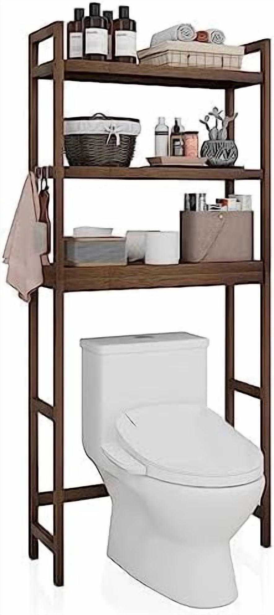 Bathroom Storage Shelf, Bamboo Over-The-Toilet Organizer Rack ...