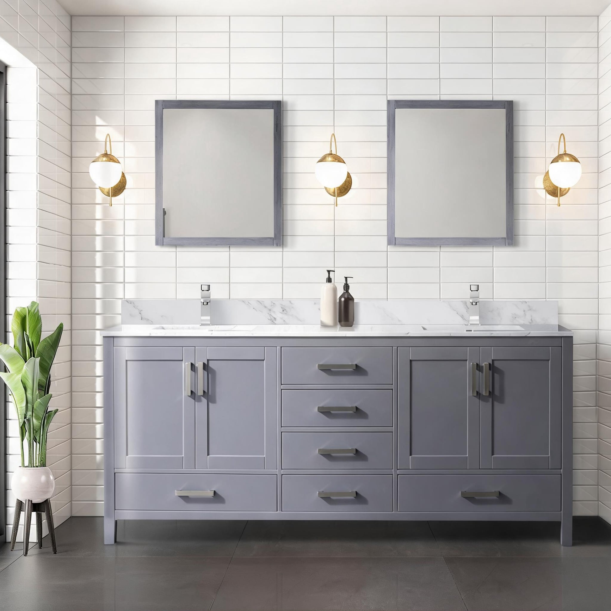 Bathroom Storage Solution: 80-Inch Double Vanity Cabinet, Classic Gray ...