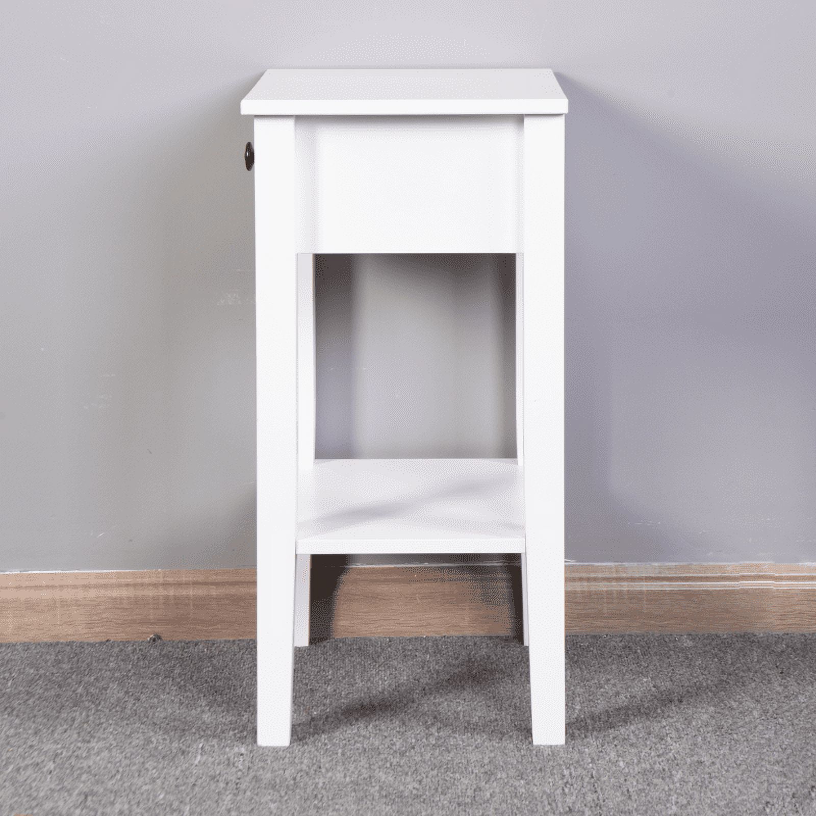 Bathroom Storage Table with Drawer, White Finish - Space-saving ...