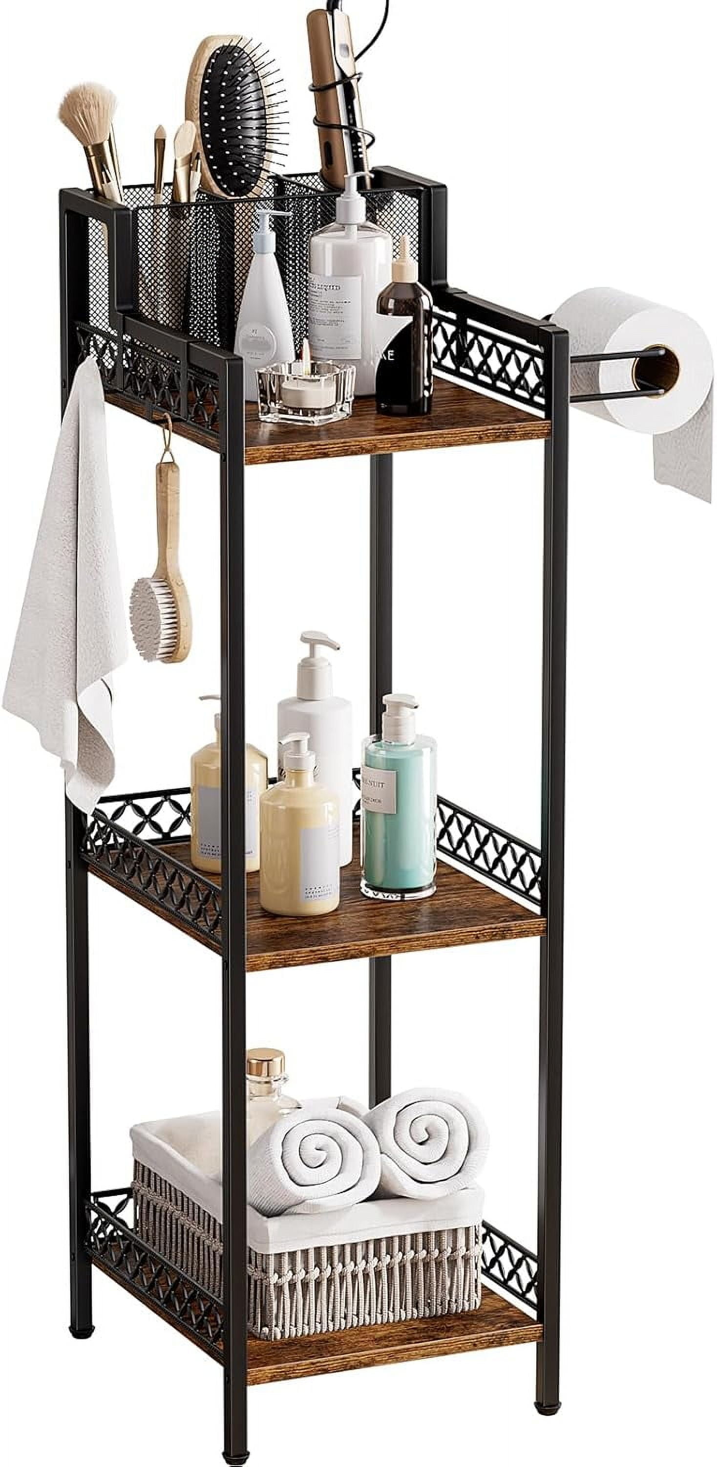 Bathroom Storage Trays Organizer Shelf, 3-Tier Slim Metal Stand with ...