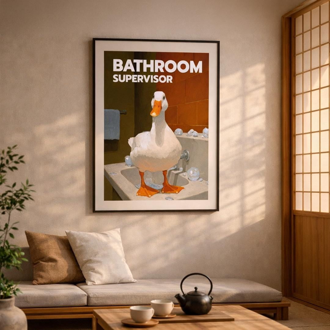 Bathroom Supervisor Duck Poster, Rolled Poster, Humorous Animal Wall ...