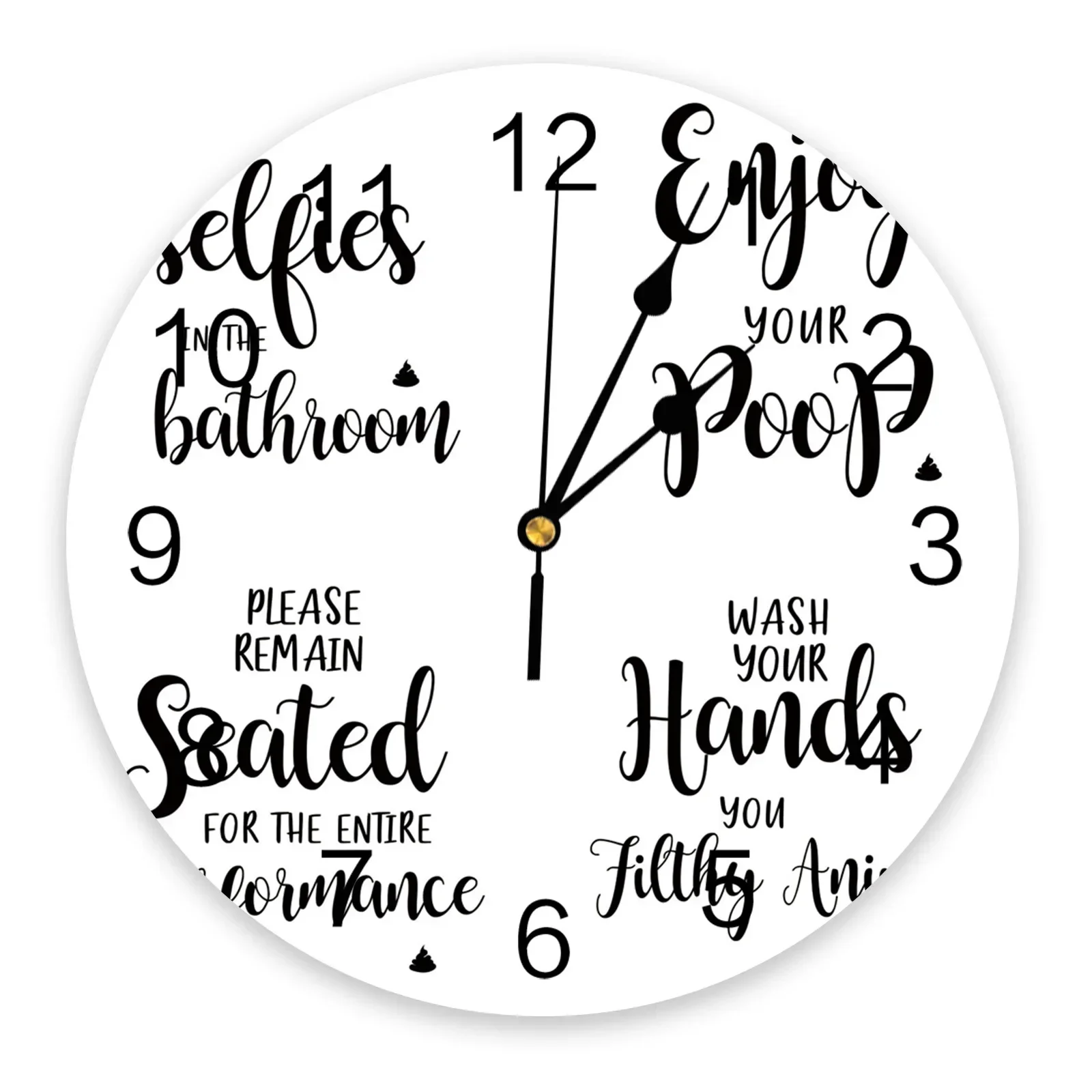 Bathroom Text Theme Image Wall Clock For Modern Home Decoration Teen ...