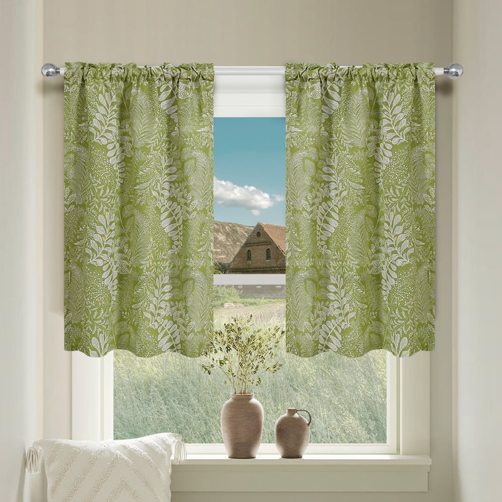 Bathroom Tier Curtains for Kitchen 23 Inches Long Floral Printed Half ...