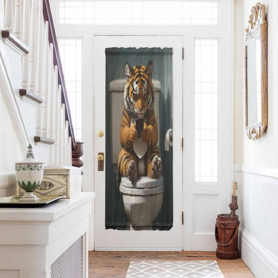 Bathroom Tiger Door Curtains for Door Window, French Sidelight Front ...
