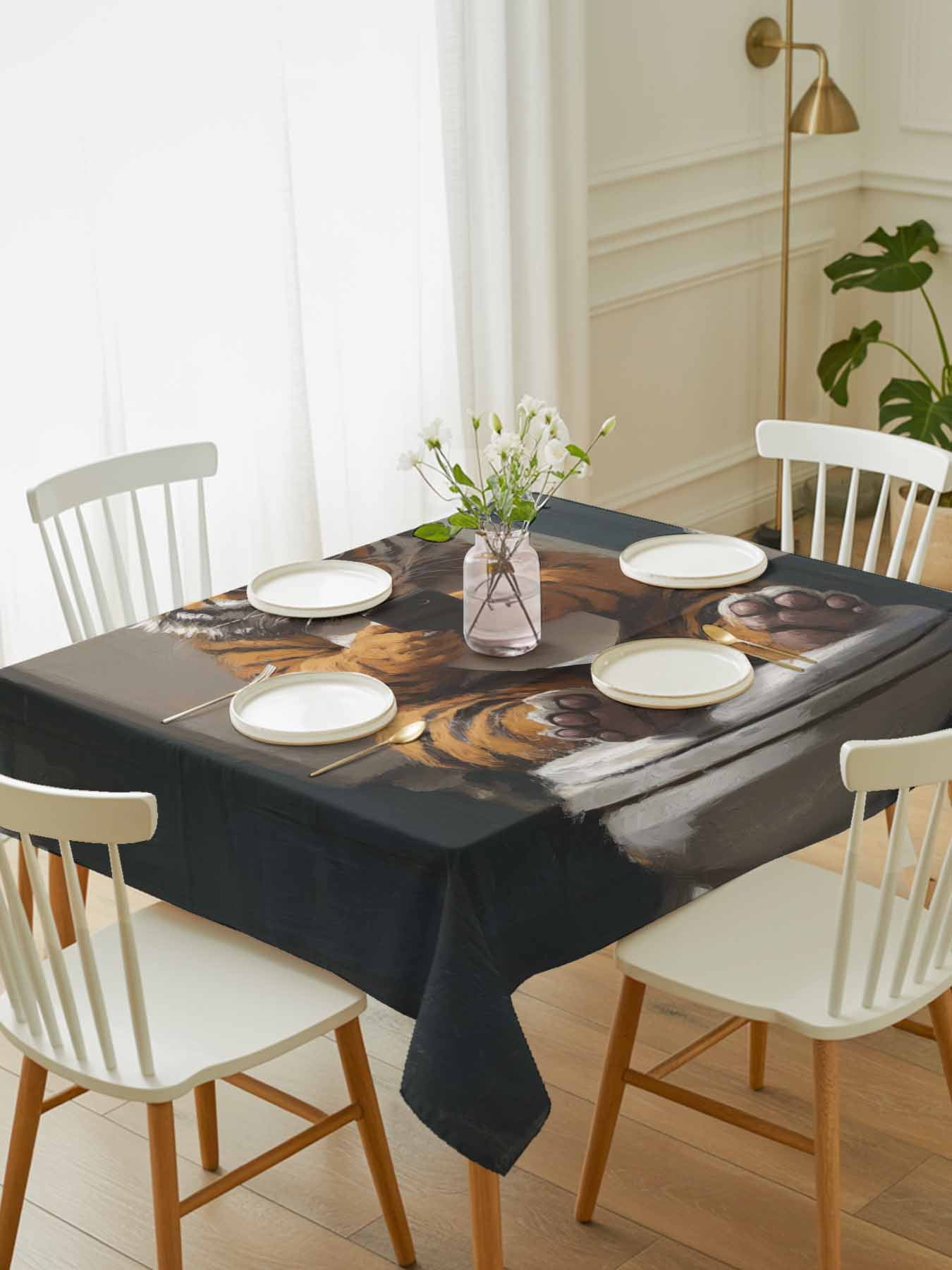 Bathroom Tiger Tablecloth Rectangle Table Cloth 60x84, Waterproof ...