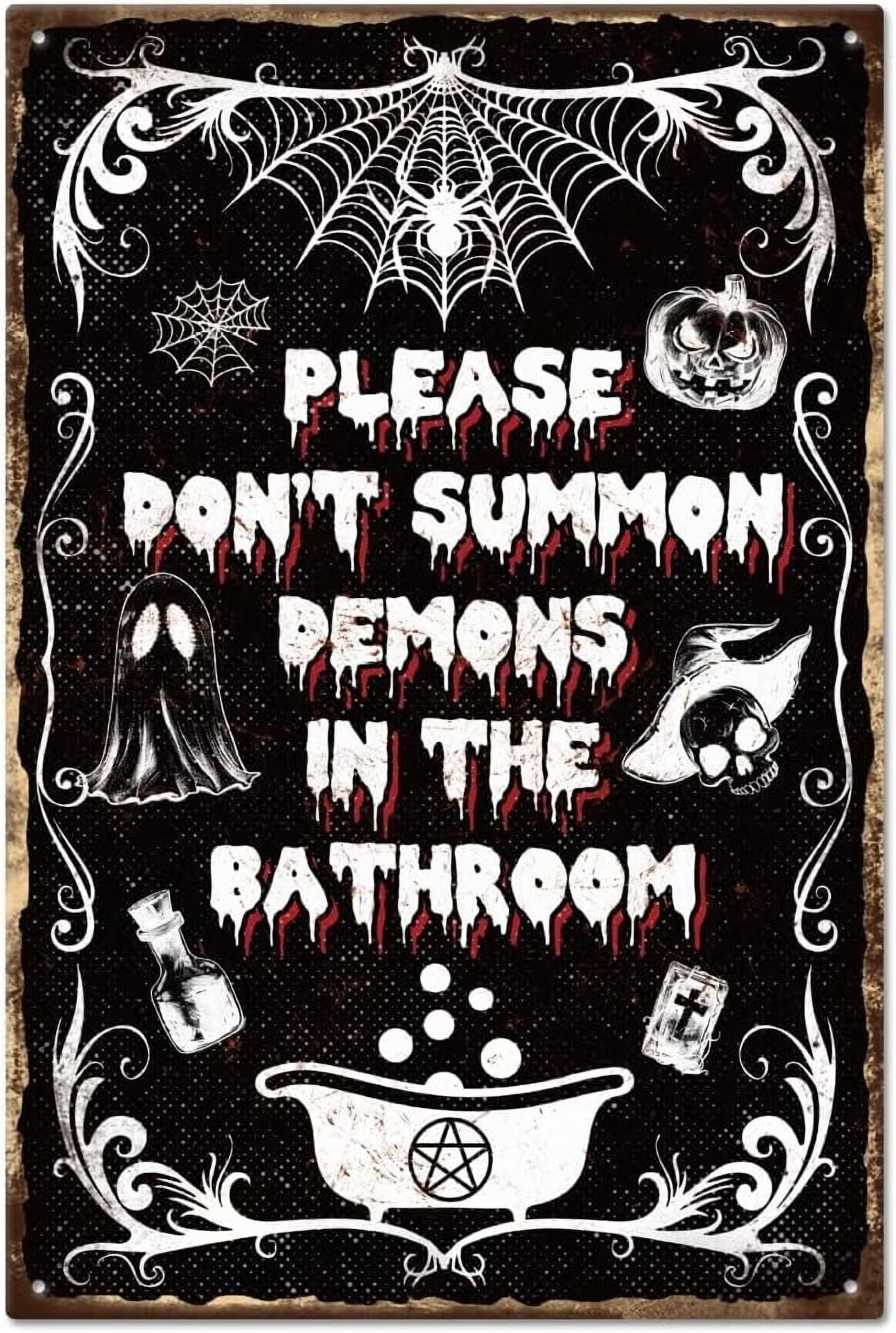 Bathroom Tin Sign Tub Ghosts Pumpkins Spider Webs Metal Tin Sign ...