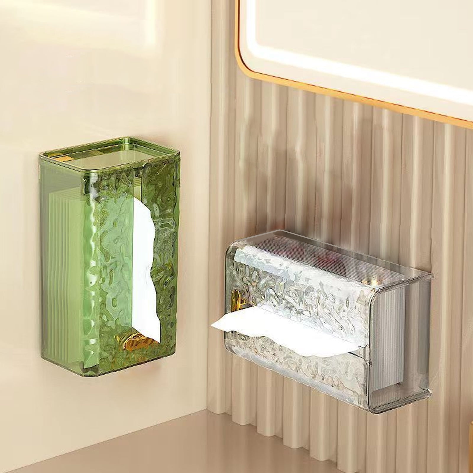 Bathroom Tissue Box Wall-Mounted Toilet Paper Holder | No-Punch Plastic ...