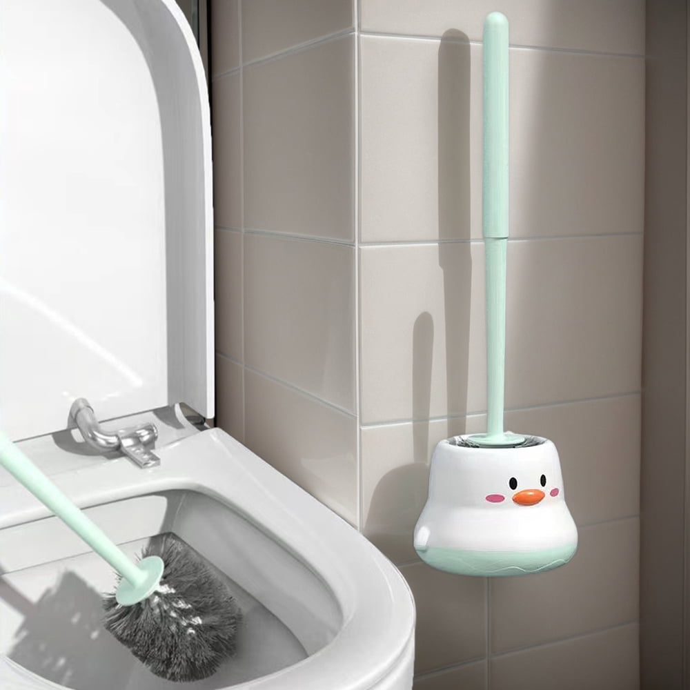 Bathroom Toilet Brush Toilet Scrubber with Holder Non-Punch Compact ...