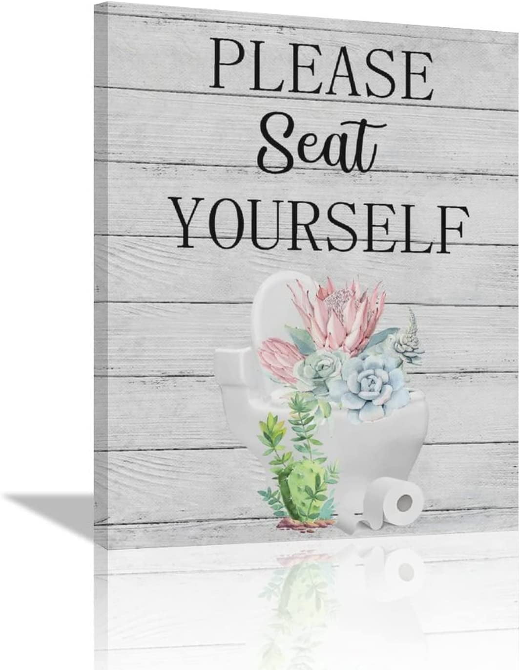 Bathroom Toilet Decor Wall Art Botanical Plant Succulent Cactus Canvas ...