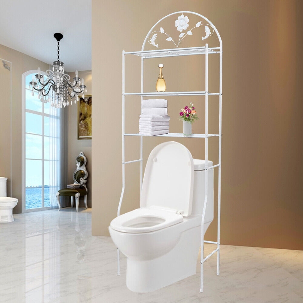 Bathroom Toilet Rack Fashionable 3-Layered Storage Structure Round Pipe ...