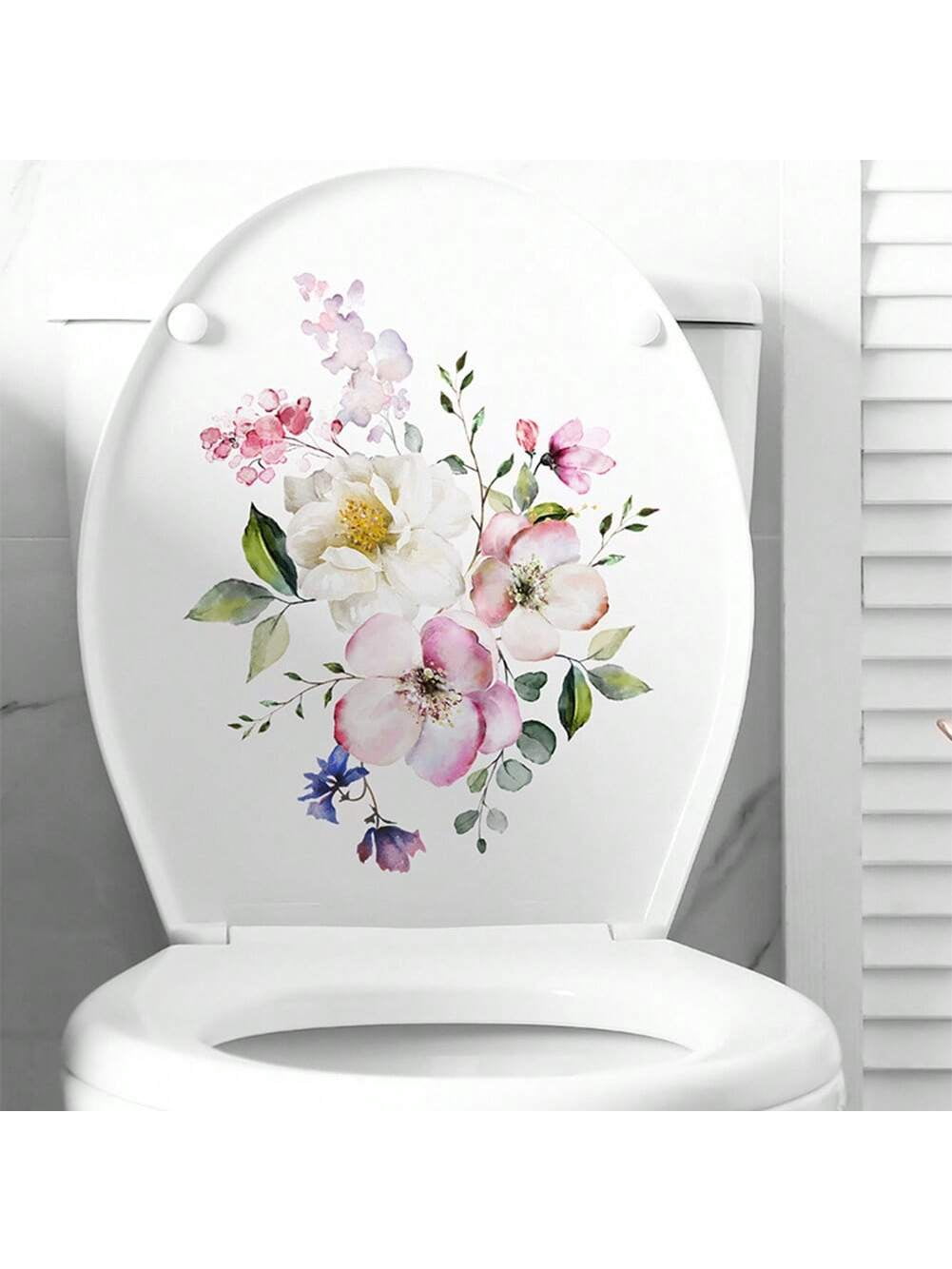 Bathroom Toilet Stickers Modern Minimalist Flowers Pattern Self ...