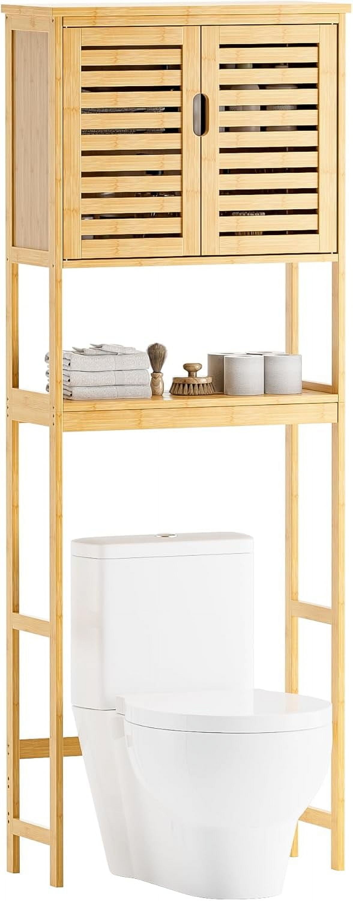 Bathroom Over The Toilet Storage Cabinet, 2 Door Bamboo Cabinet ...