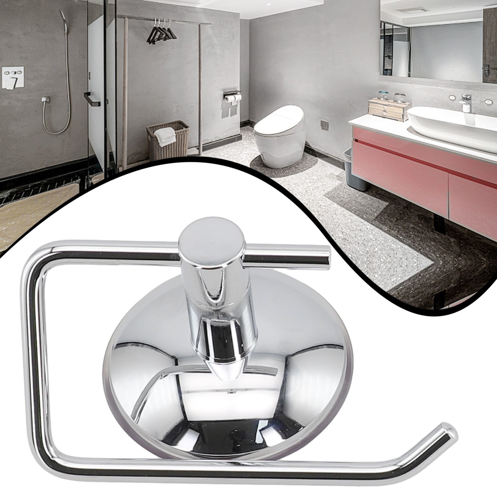 Bathroom Toilet Suction Cup Paper Roll Tissue Holder Wall-Mounted ...