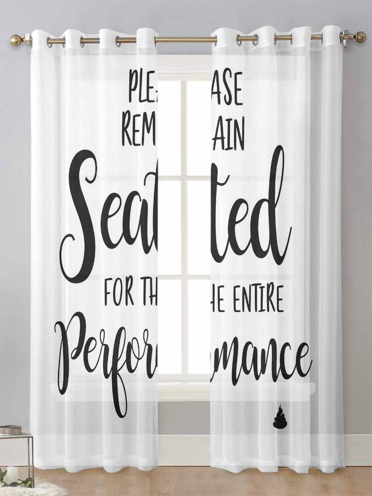 Bathroom Toilet Text Theme Sheer Curtains For Living Room Window ...