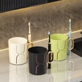 Bathroom Toothbrush Cup Mouthwash Mug for Sink Counter Plastic Beige ...