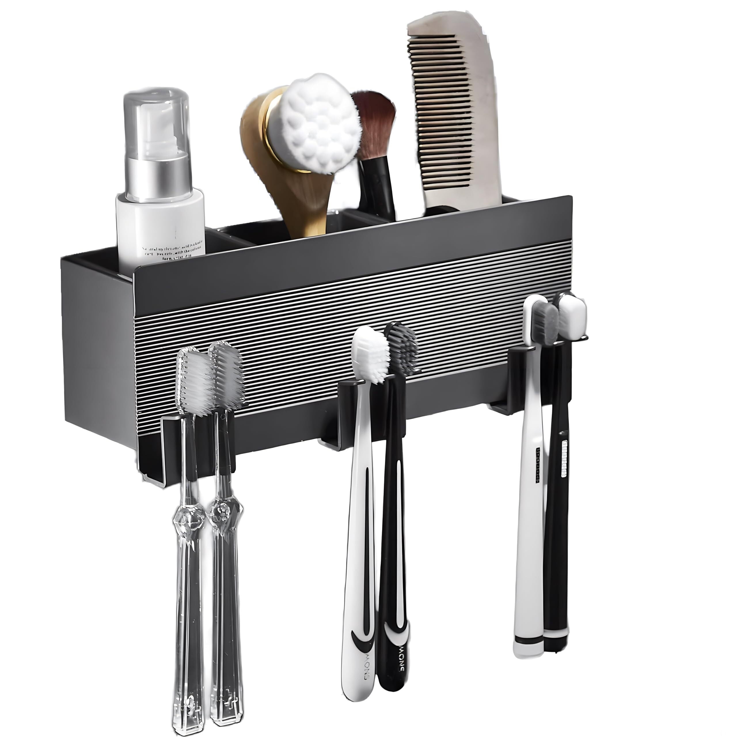 Bathroom Toothbrush Holder Black, Space Aluminum, 2 Slot, Tooth Cup ...