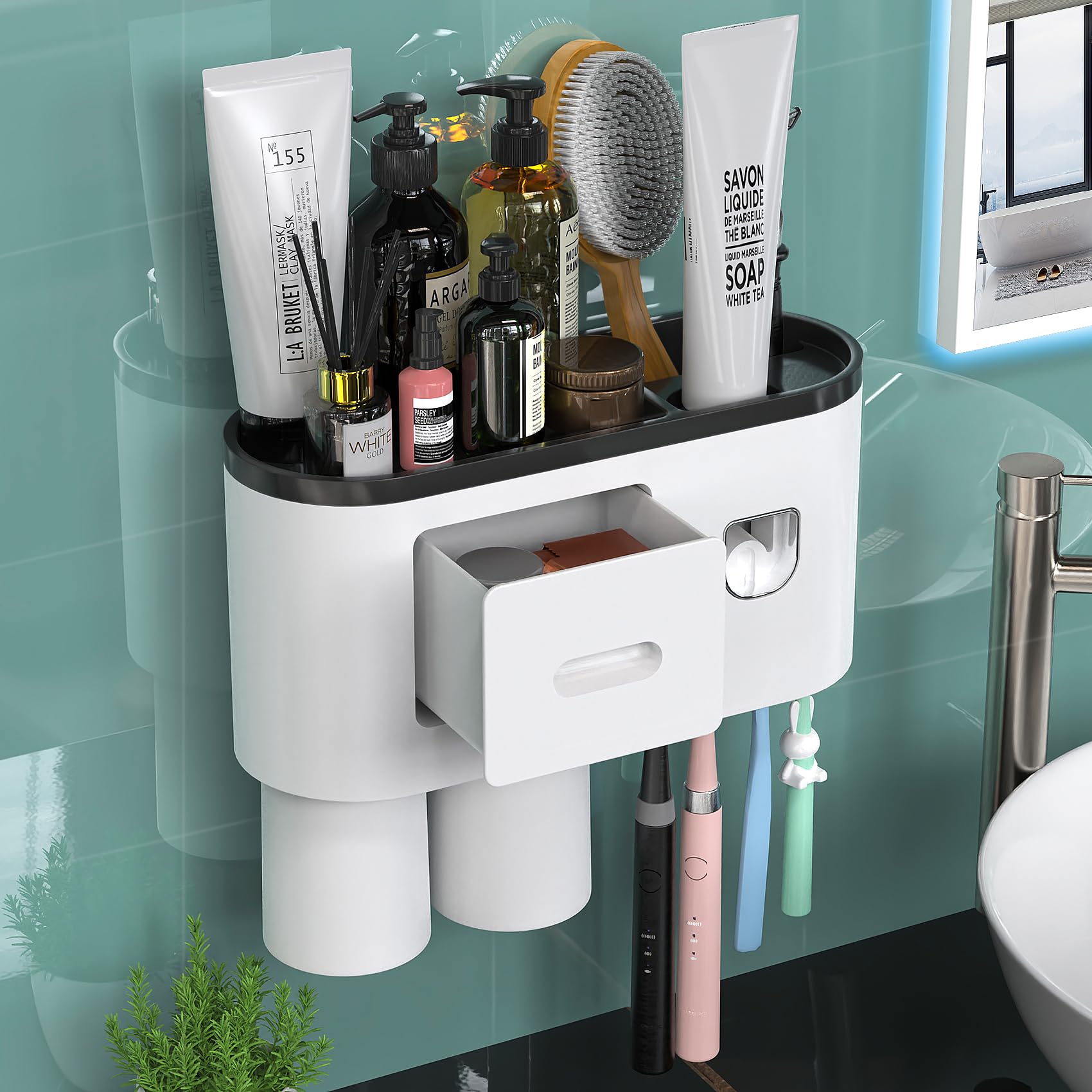 Bathroom Toothbrush Holder Wall Mounted Automatic Electric Toothpaste ...
