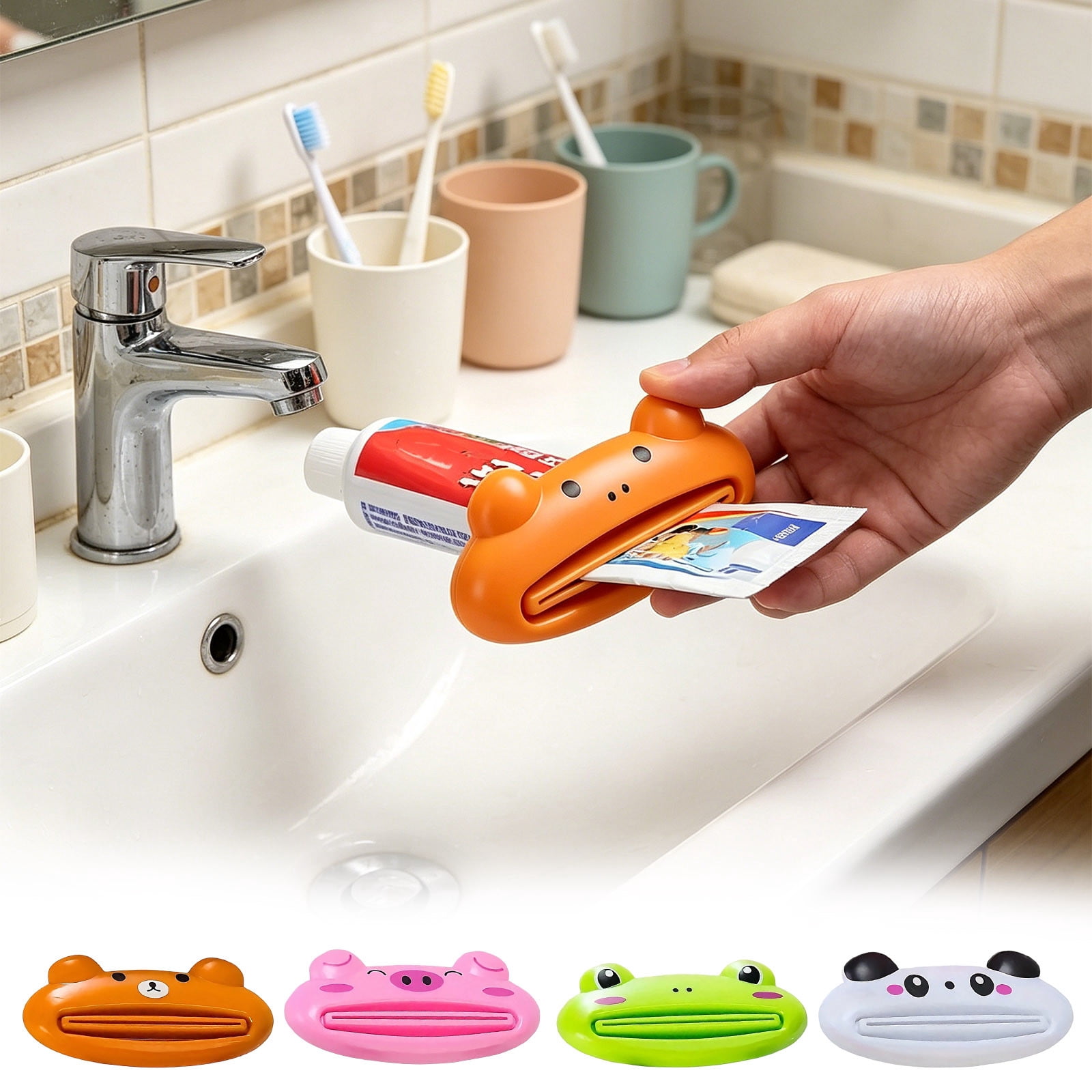 Bathroom Toothpaste Dispenser, White Bear Shaped Tube Squeezer ...