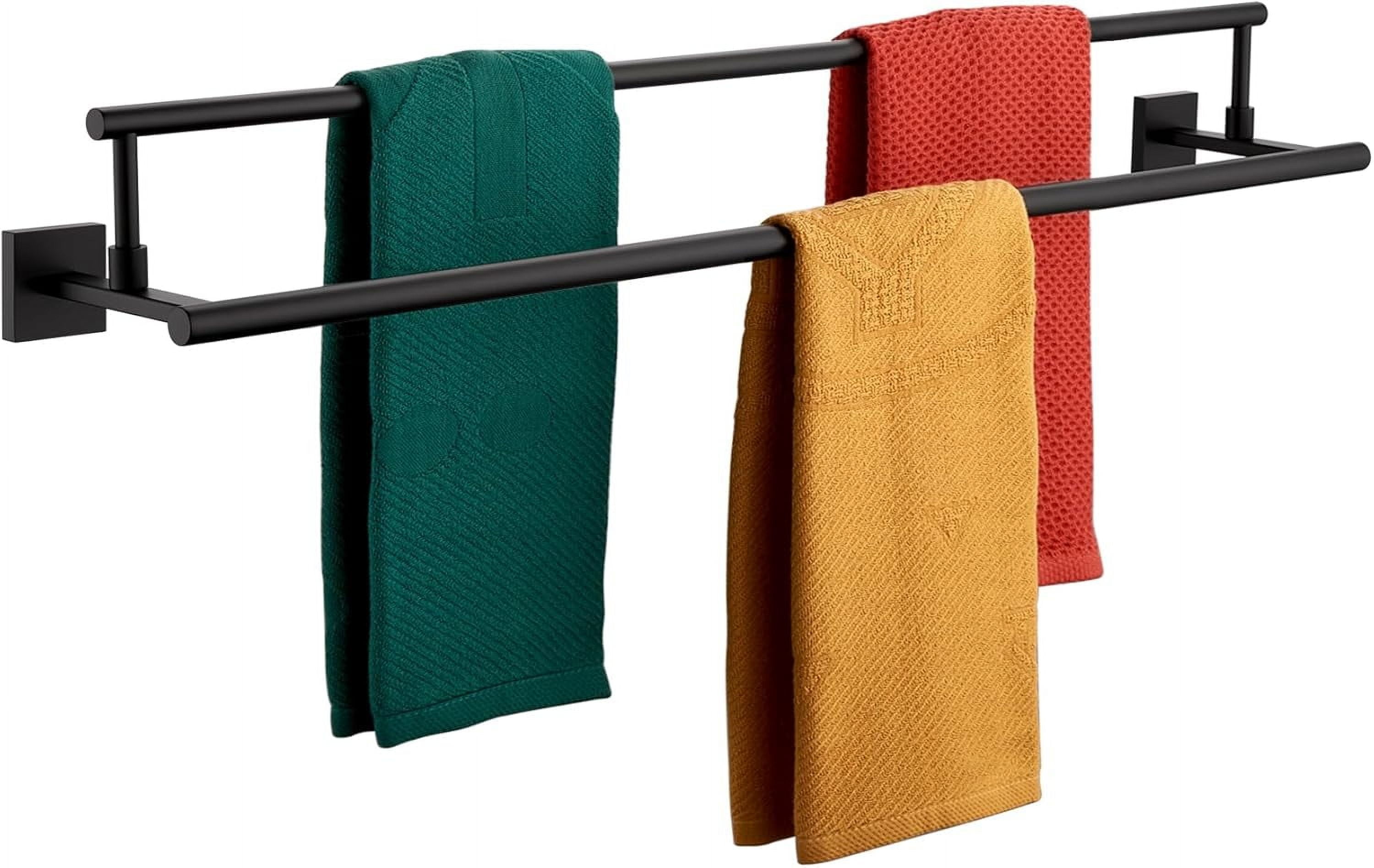 Bathroom Towel Bars 36-Inch Double Towel Rails Matte Black Towel Holder ...