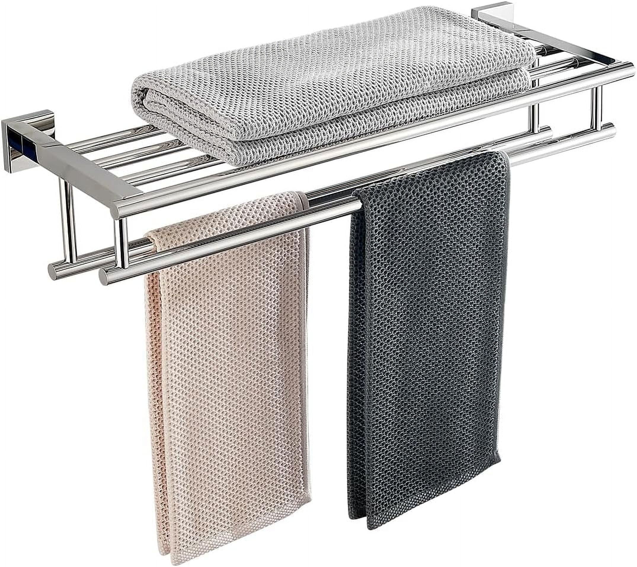Bathroom Towel Rack 24 Inch Tower Holder with Double Towel Bar Polished ...