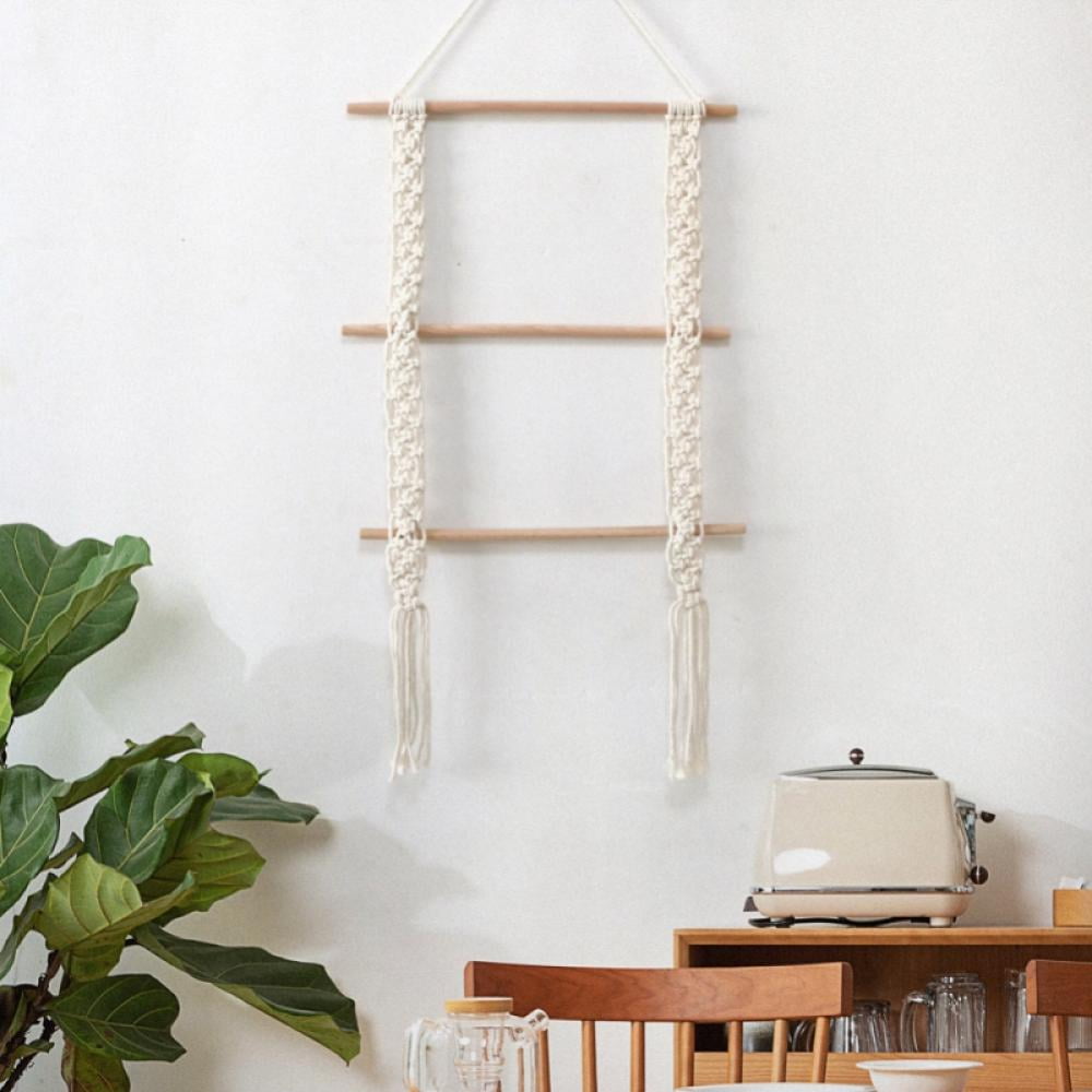 Bathroom Towel Rack Macrame Wall Hanging Holder Towel Rack Ladder with ...