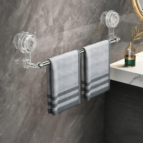 Bathroom Towel Rack, Suction Cup Extendable Towel Rack No Drill ...