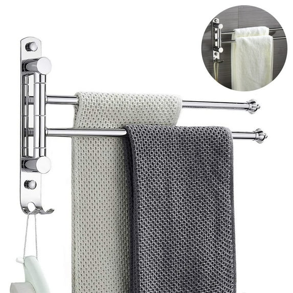 Bathroom Towel Rack, Swivel Towel Rack 2-Arm, Swing Out Double Towel ...