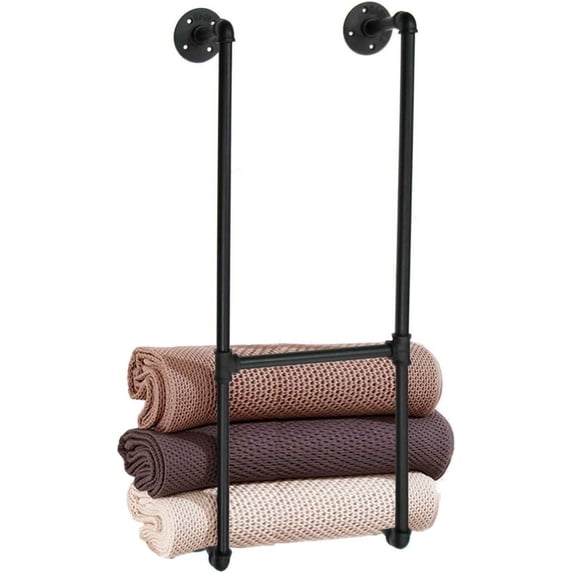 Bathroom Towel Rack, Wall Mounted Industrial Pipe Organizer Holder ...