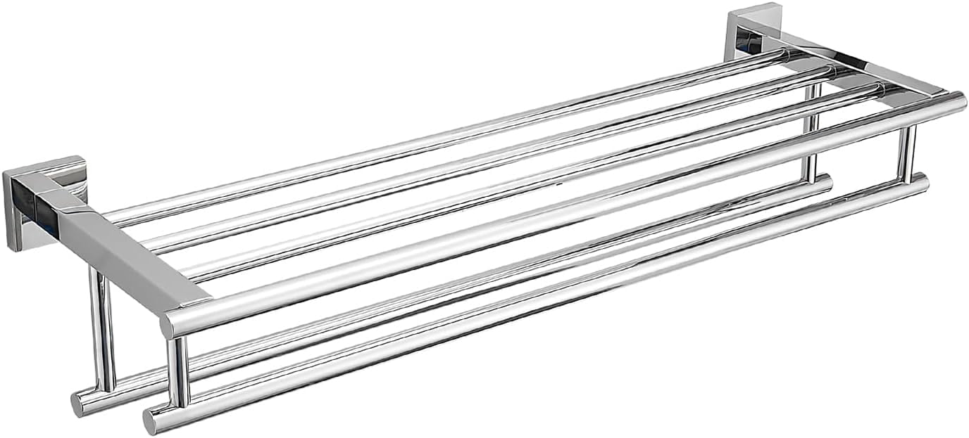 Bathroom Towel Rack with Double Towel Bar Bathroom Hotel Shower Shelf ...