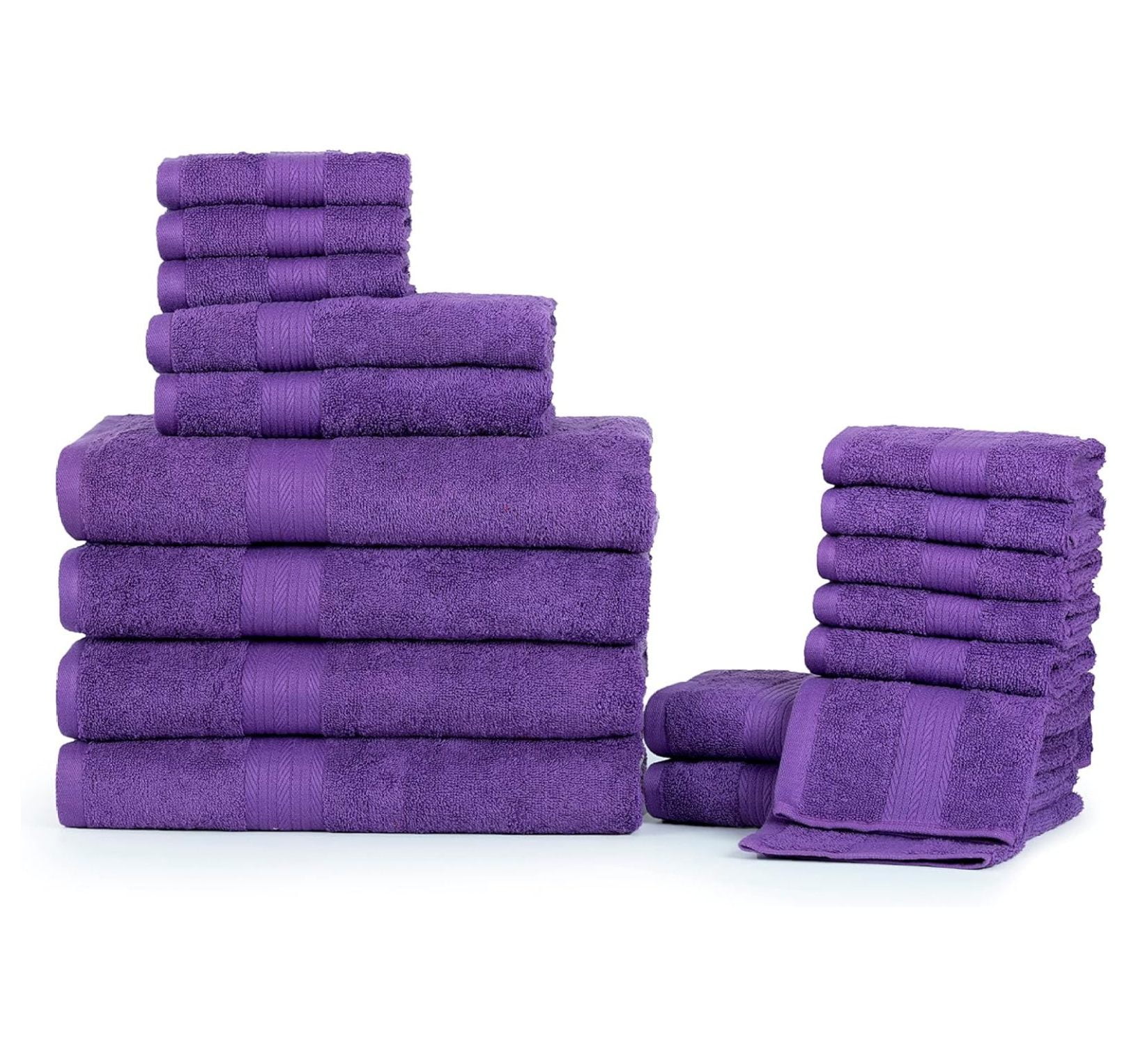 Bathroom Towel Set of 18-4 Hand Towel, 4 Bath Towel, 10 Wash Cloths ...