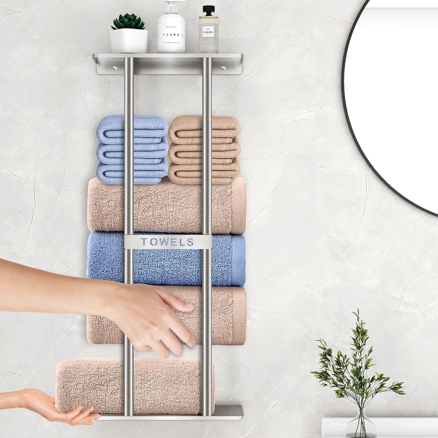 Bathroom Towel Storage for Bathroom, Wall Towel Rack for Rolled Towels ...