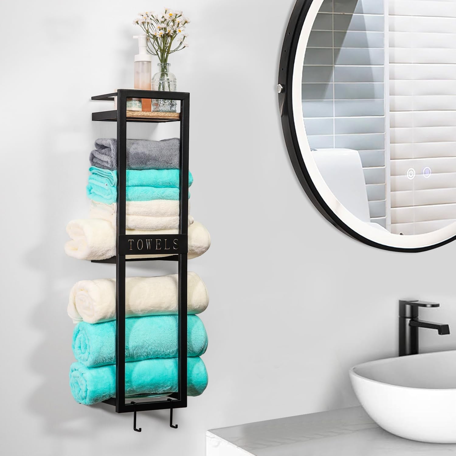 Bathroom Towel Storage Rack, Towel Racks for Bathroom Wall Mounted, 3 ...